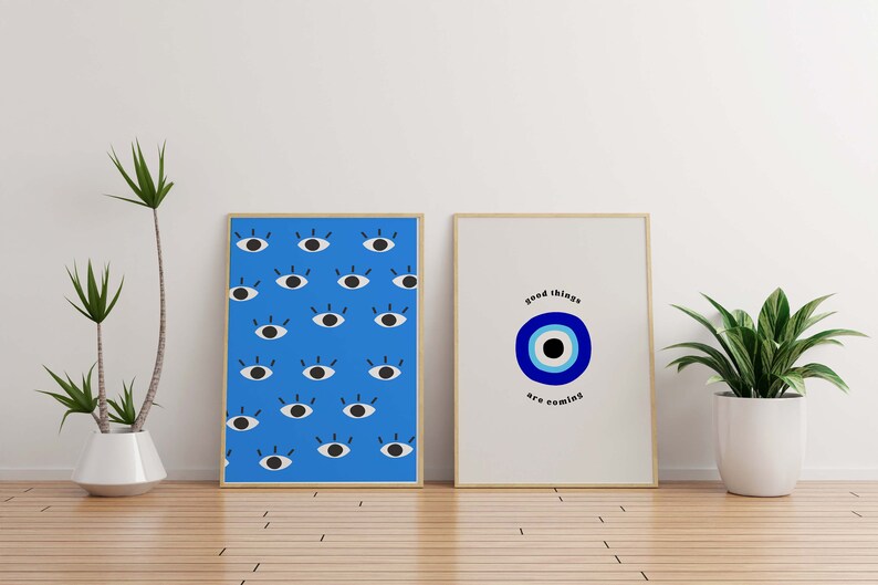 Set of 2 Retro Spiritual Poster, Evil Eye Print, Digital Download ...