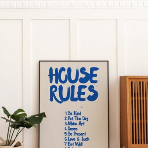 House Rules Art Print: Blue Handwriting Quote (digital Download) - Etsy