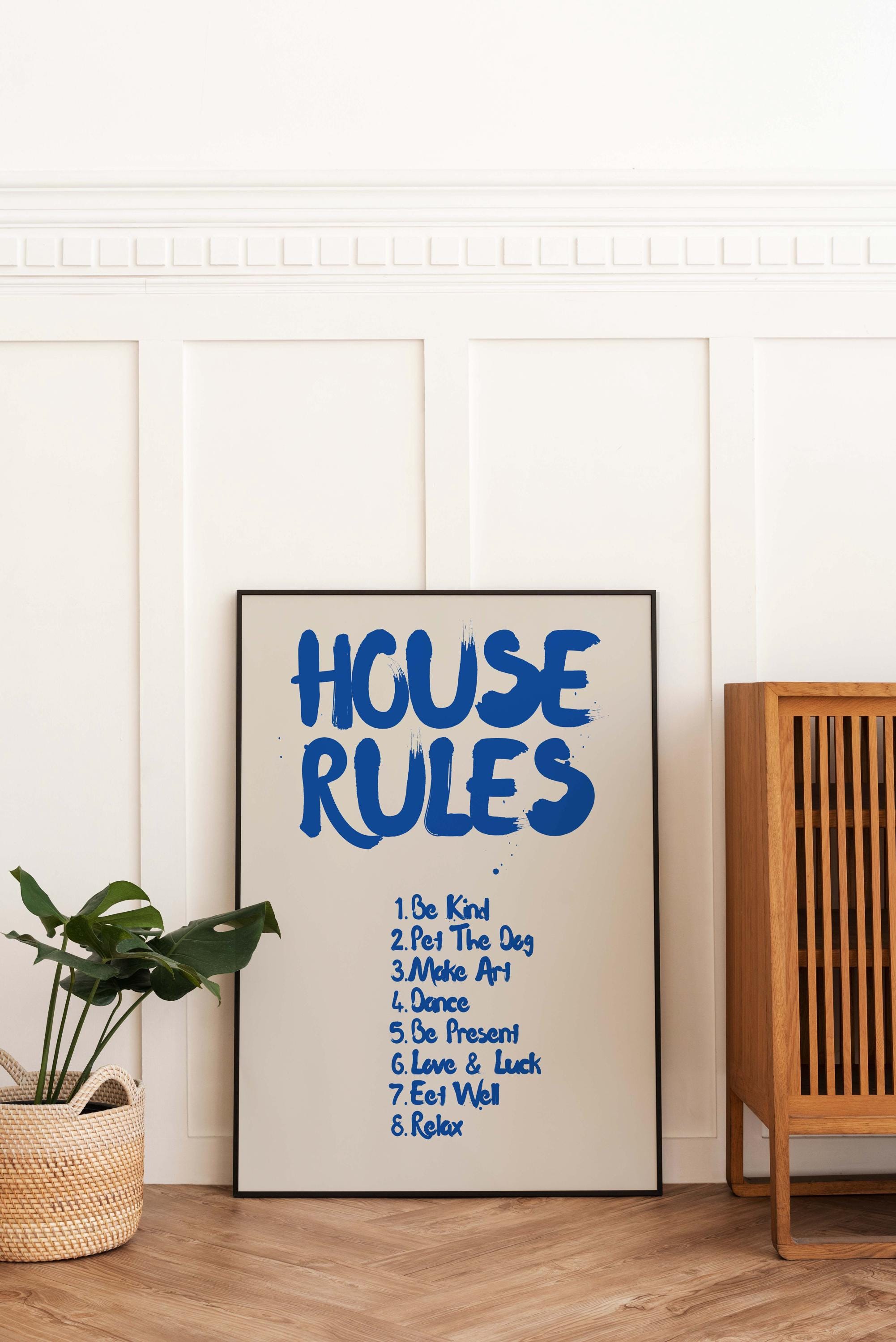 House Rules Art Print: Blue Handwriting Quote (digital Download) - Etsy