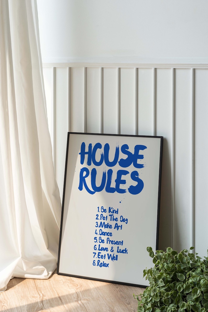 House Rules Art Print: Blue Handwriting Quote (digital Download) - Etsy