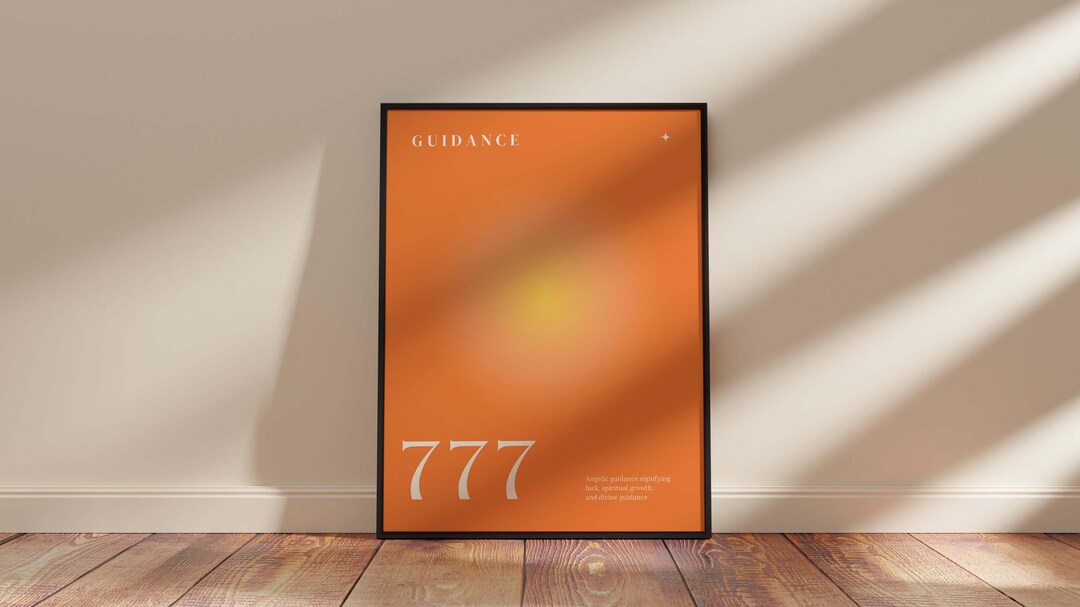 777 Angel Number Orange Aura Gradient Print, Trendy Wall Art (digital ...
