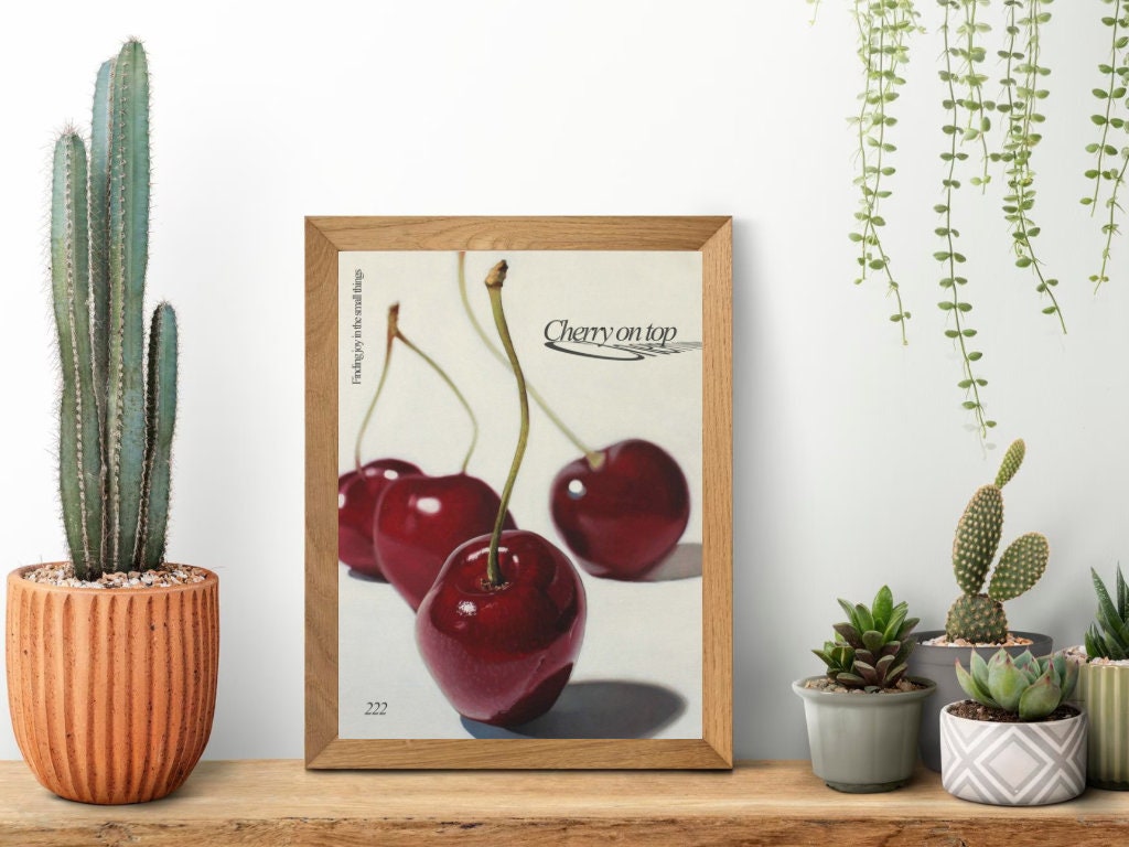 Cherry on Top Aesthetic Type Poster, Digital Download Trendy Wall Art ...
