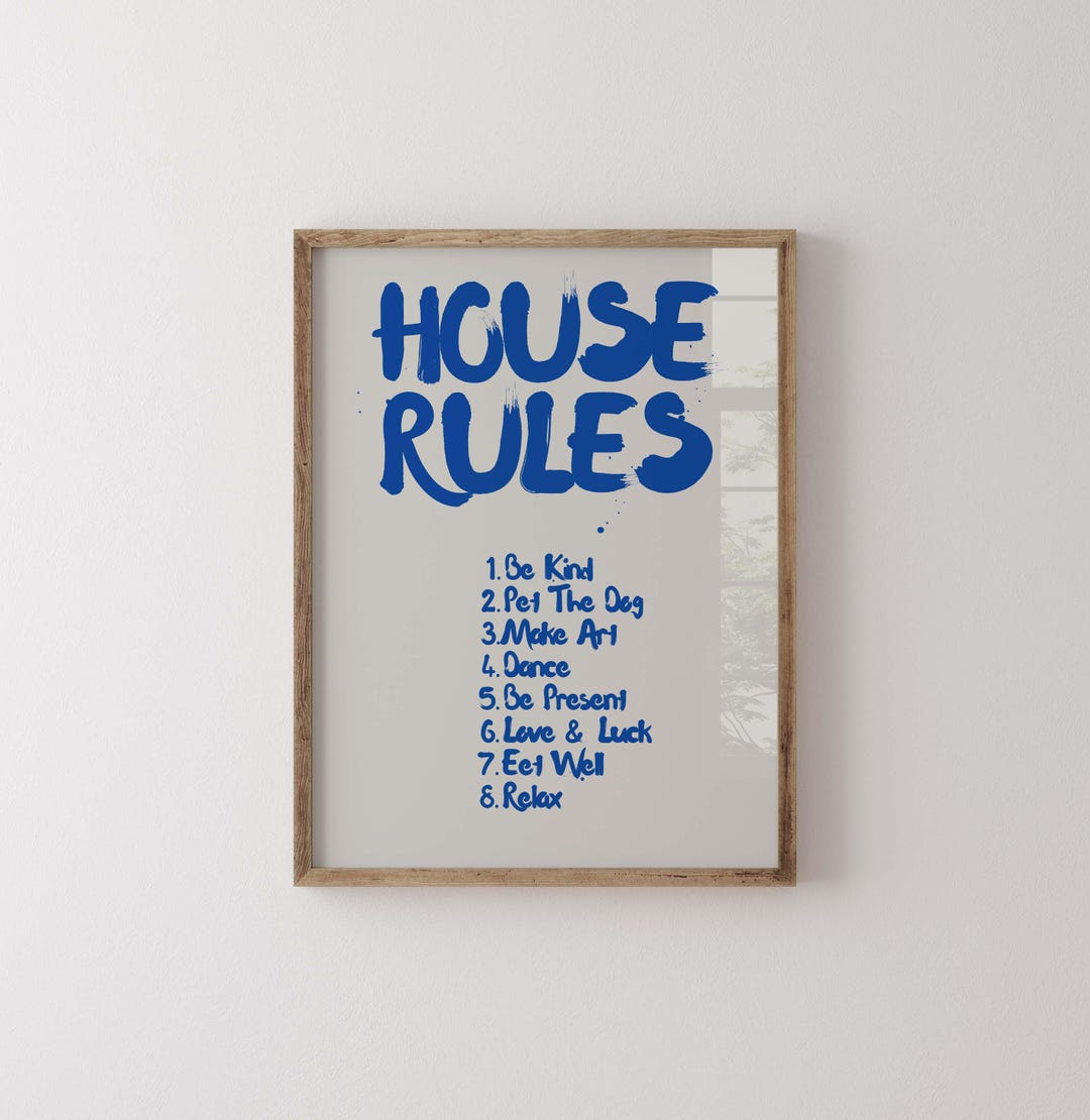 House Rules Art Print: Blue Handwriting Quote (digital Download) - Etsy