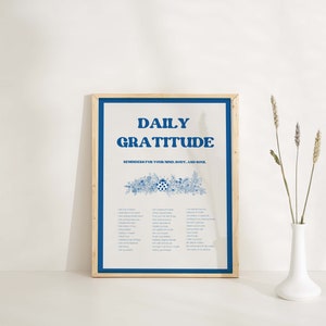 Daily Gratitude Affirmations Poster, Ladybug Nature Floral Art Print ...