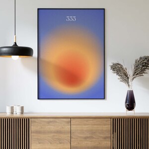 333 Blue and Yellow Aura Aesthetic Angel Number Poster, Digital ...