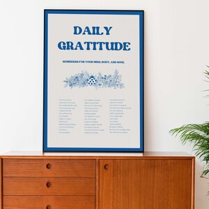 Daily Gratitude Affirmations Poster, Ladybug Nature Floral Art Print ...