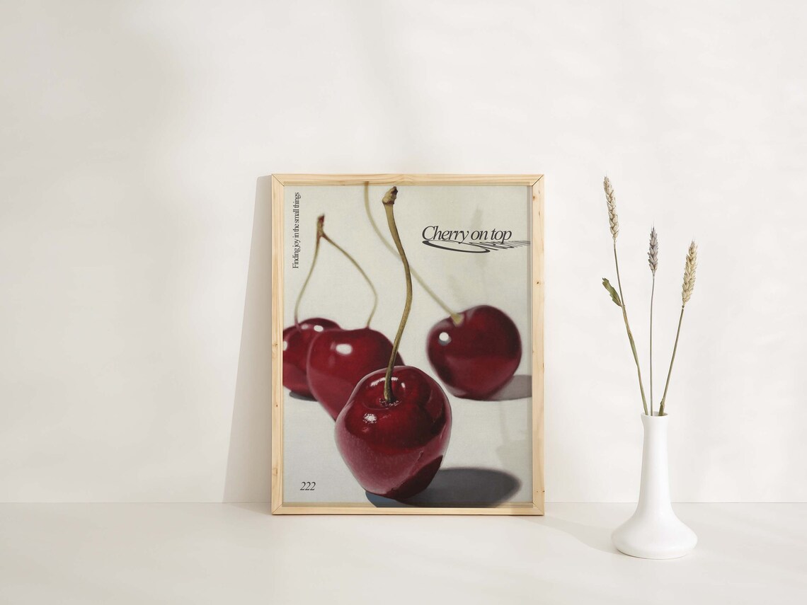 Cherry on Top Aesthetic Type Poster, Digital Download Trendy Wall Art ...