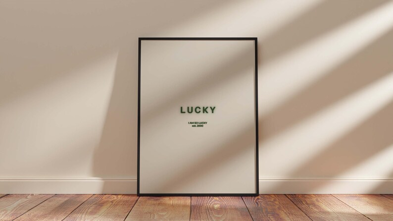LUCKY I Am so Lucky Affirmation Poster Green Retro Typography Poster - Etsy