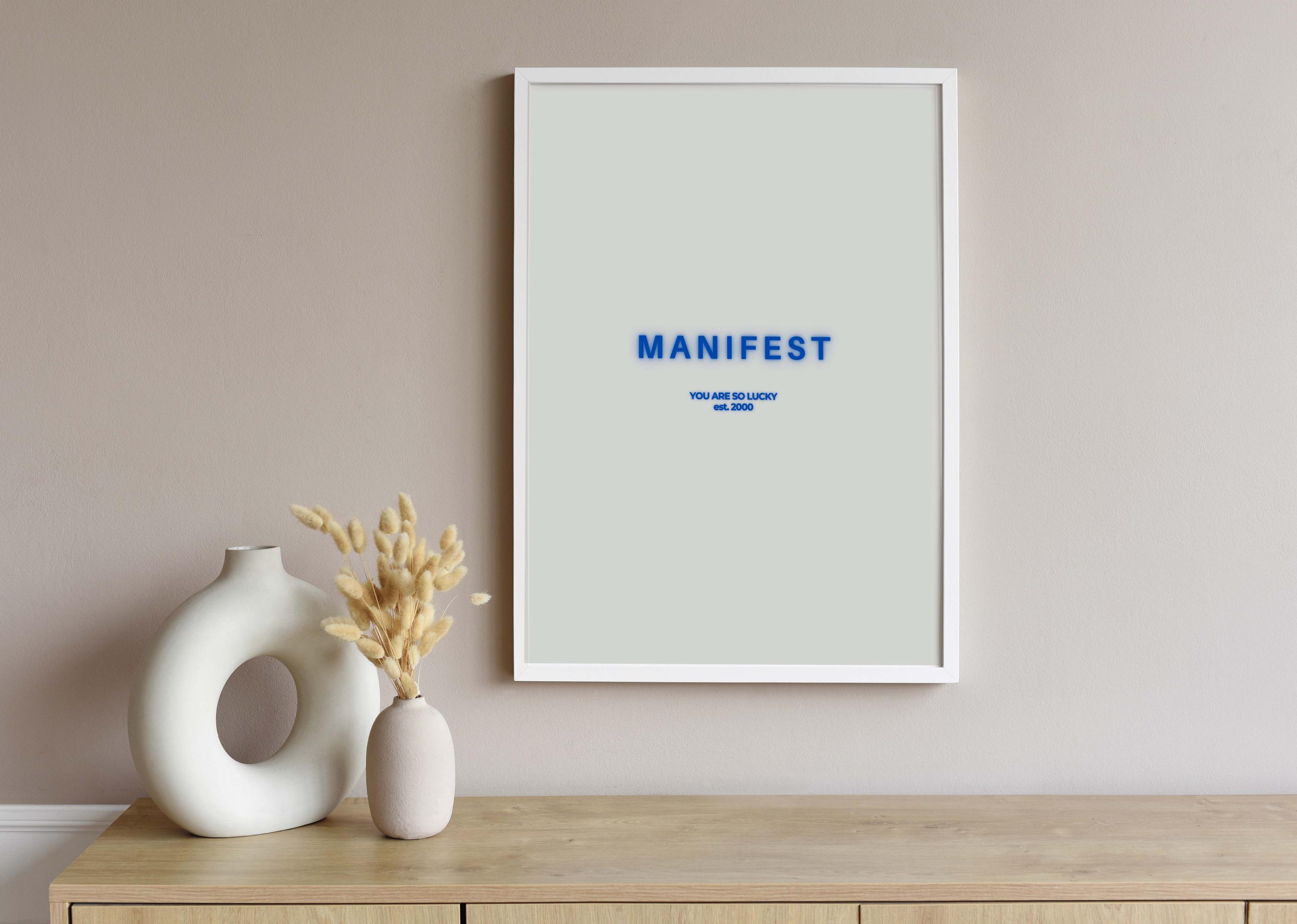 MANIFEST Blue Typography You Are so Lucky Poster Trendy Affirmation ...