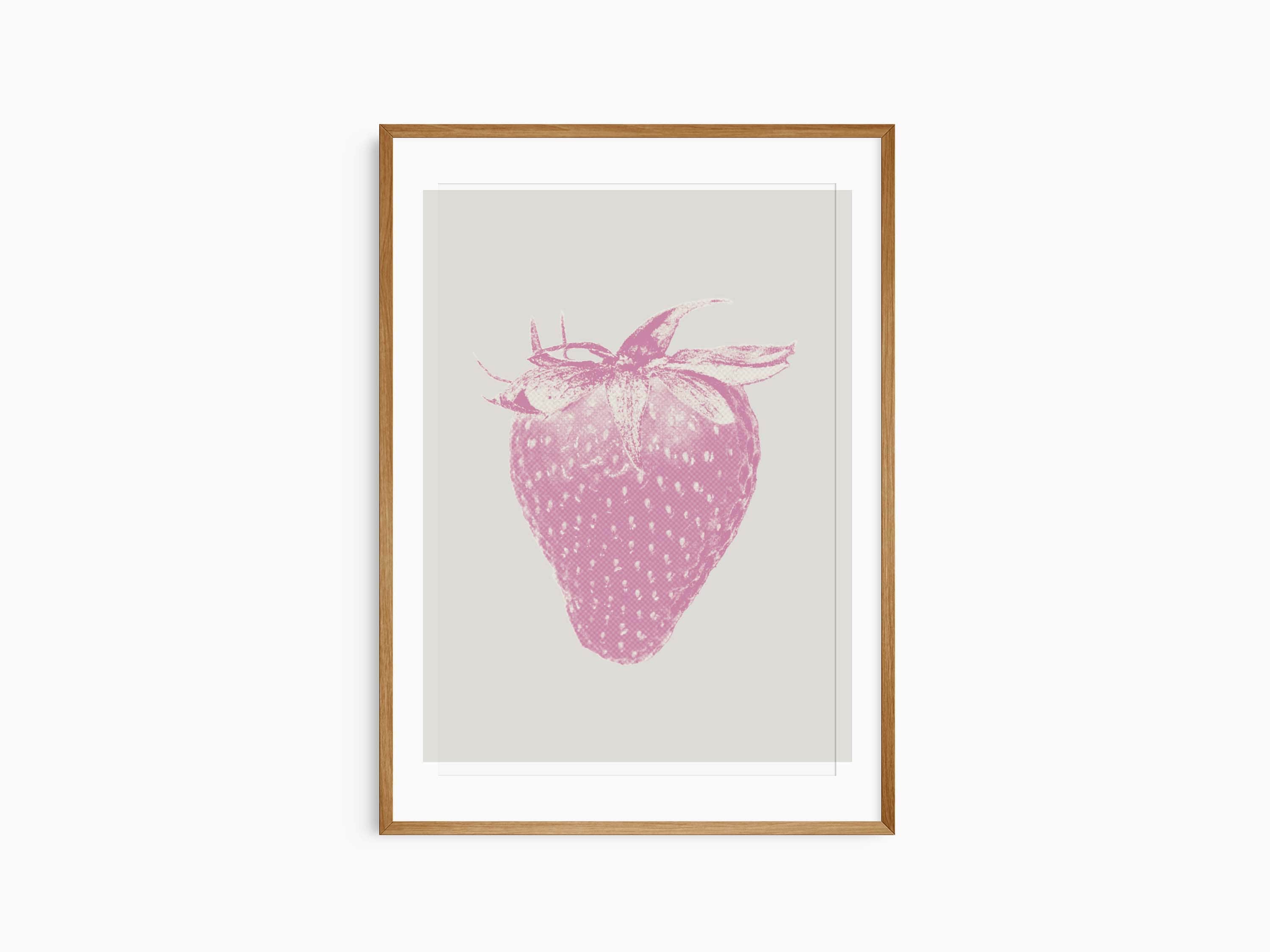 Pink Strawberry Print: Trendy Retro Wall Art (digital Download) - Etsy