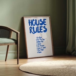 House Rules Art Print: Blue Handwriting Quote (digital Download) - Etsy