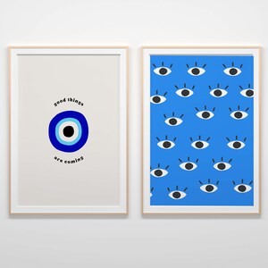 Set of 2 Retro Spiritual Poster, Evil Eye Print, Digital Download ...