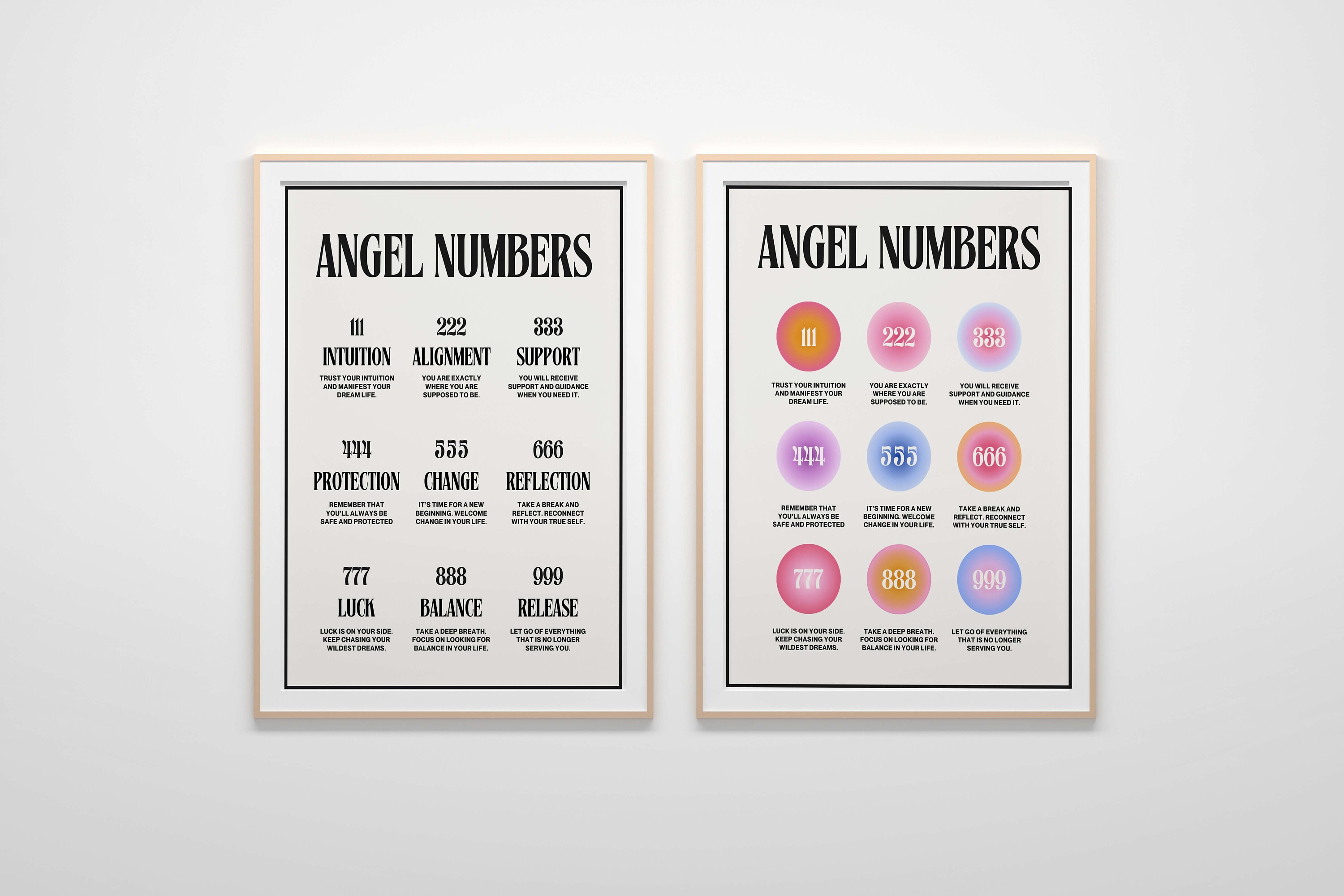Set of 2 Angel Number Meanings Aura Spiritual Posters Aesthetic Wall ...