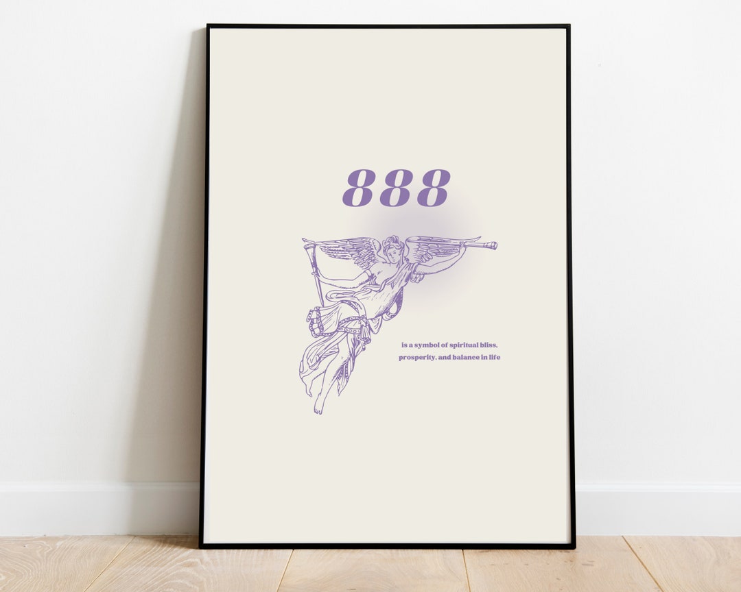888 Angel Number Print: Gradient Angel Wings Wall Art (digital Download ...