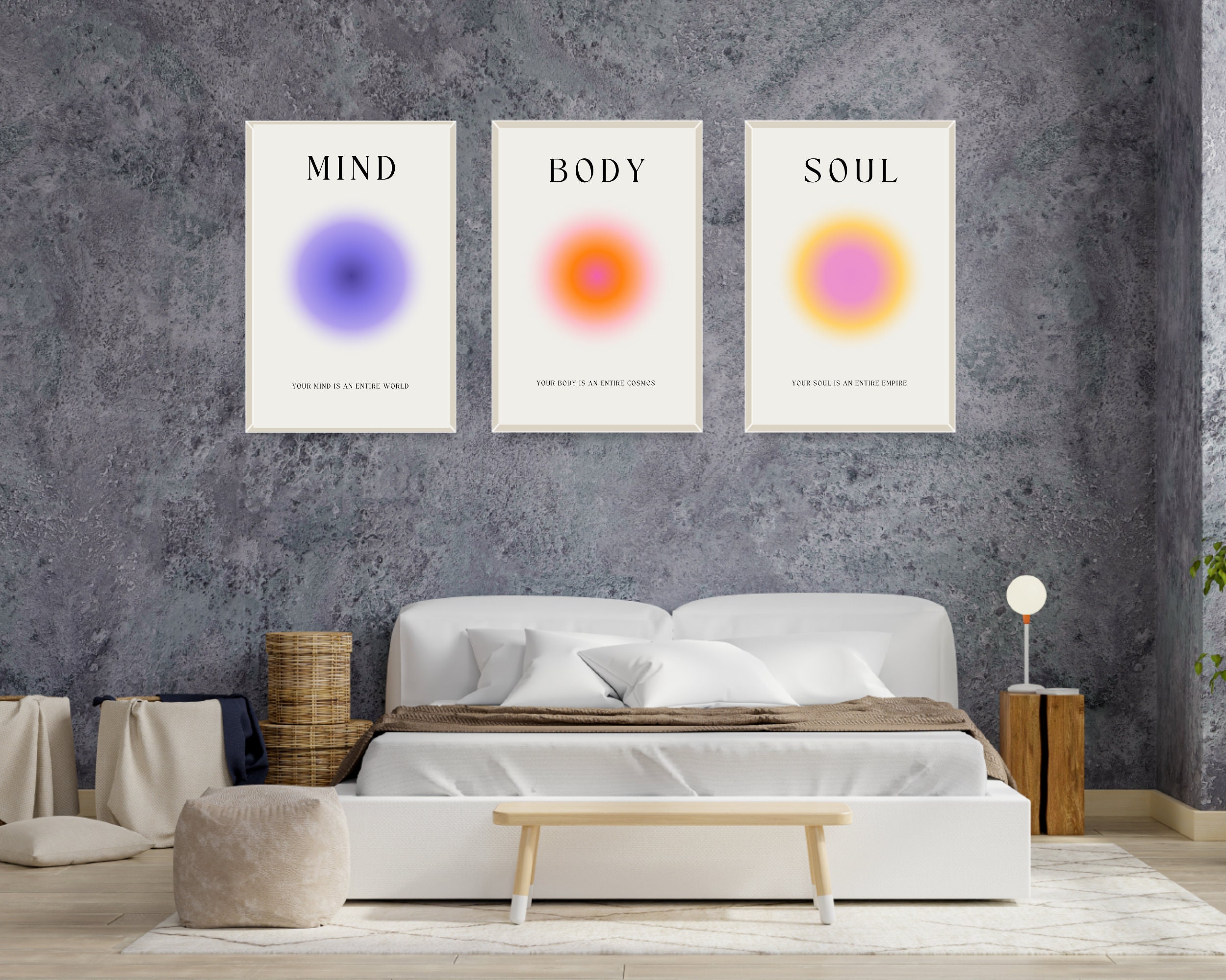 Aura Posters Set of 3, Gradient Wall Art, Positive Affirmations ...