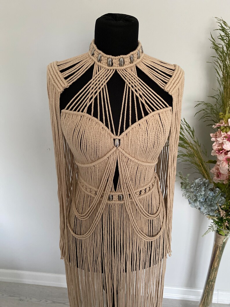 Macrame Dress Artemis, Handmade Dress, Festival Costume, Party Dress ...