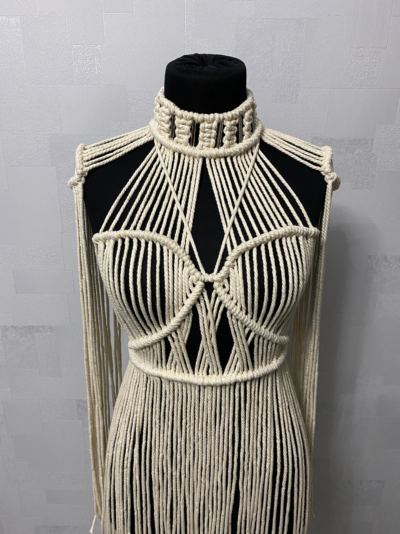 Macrame Dress Korydalla, Handmade Dress, Festival Costume, Party Dress ...
