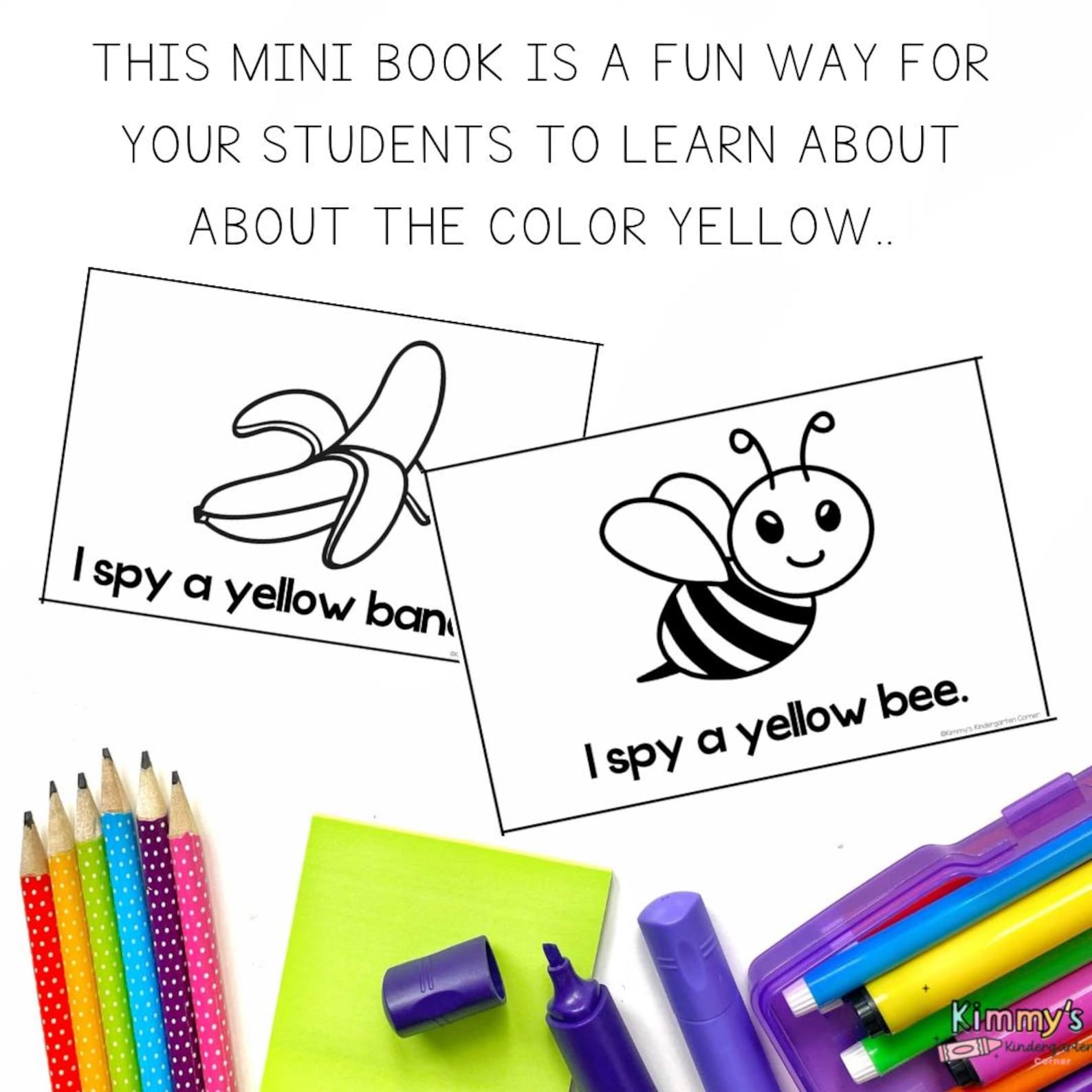 I Spy Yellow Emergent Reader – Printable Mini Book Preschool Color Book ...