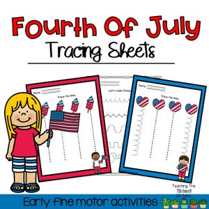 Fourth of July Tracing Fine Motor Pages - Etsy