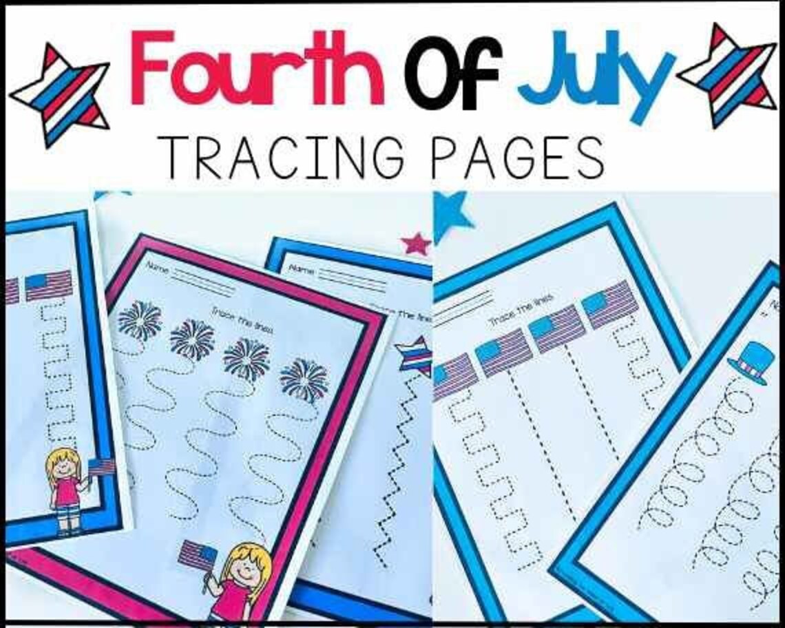 Fourth of July Tracing Fine Motor Pages - Etsy