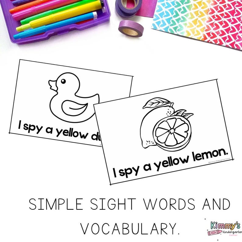I Spy Yellow Emergent Reader – Printable Mini Book Preschool Color Book ...