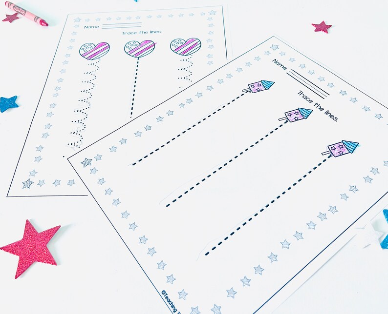 Fourth of July Tracing Fine Motor Pages - Etsy