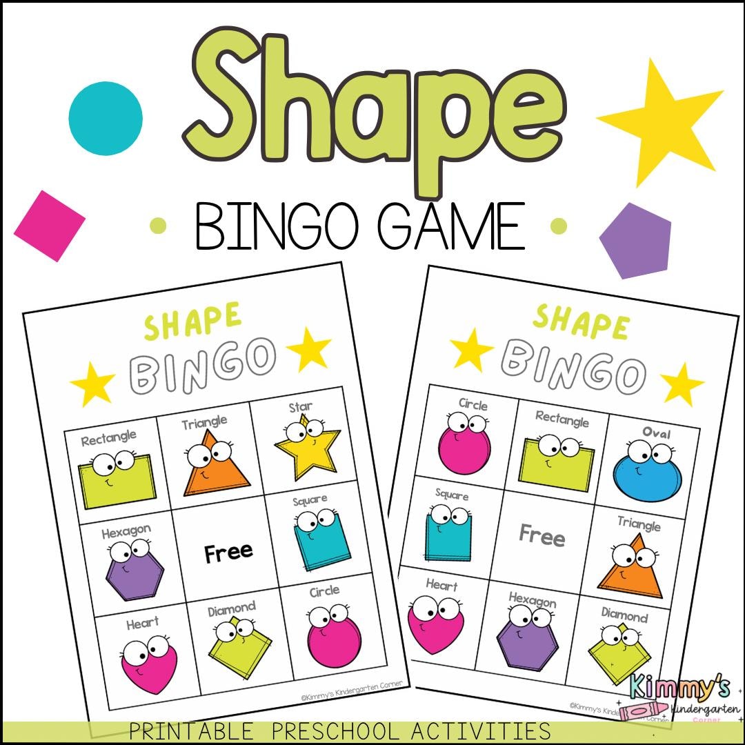 2D Shapes Bingo Game for Kids | Preschool & Kindergarten Printable ...
