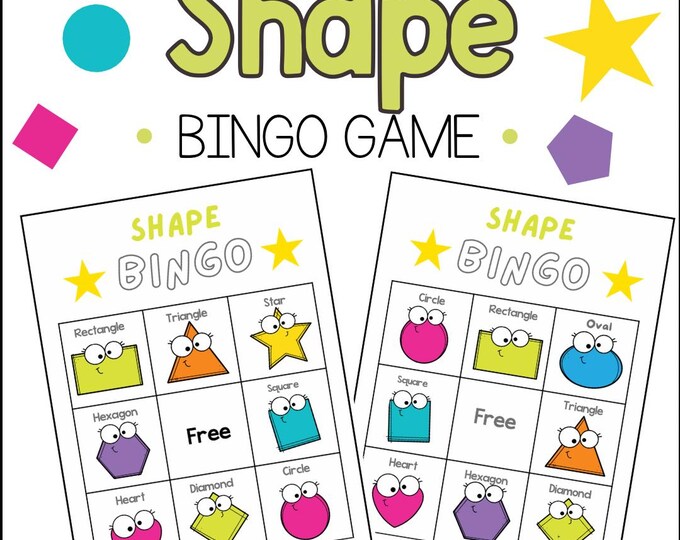 2D Shapes Bingo Game: Preschool Kindergarten Printable (PDF Download ...