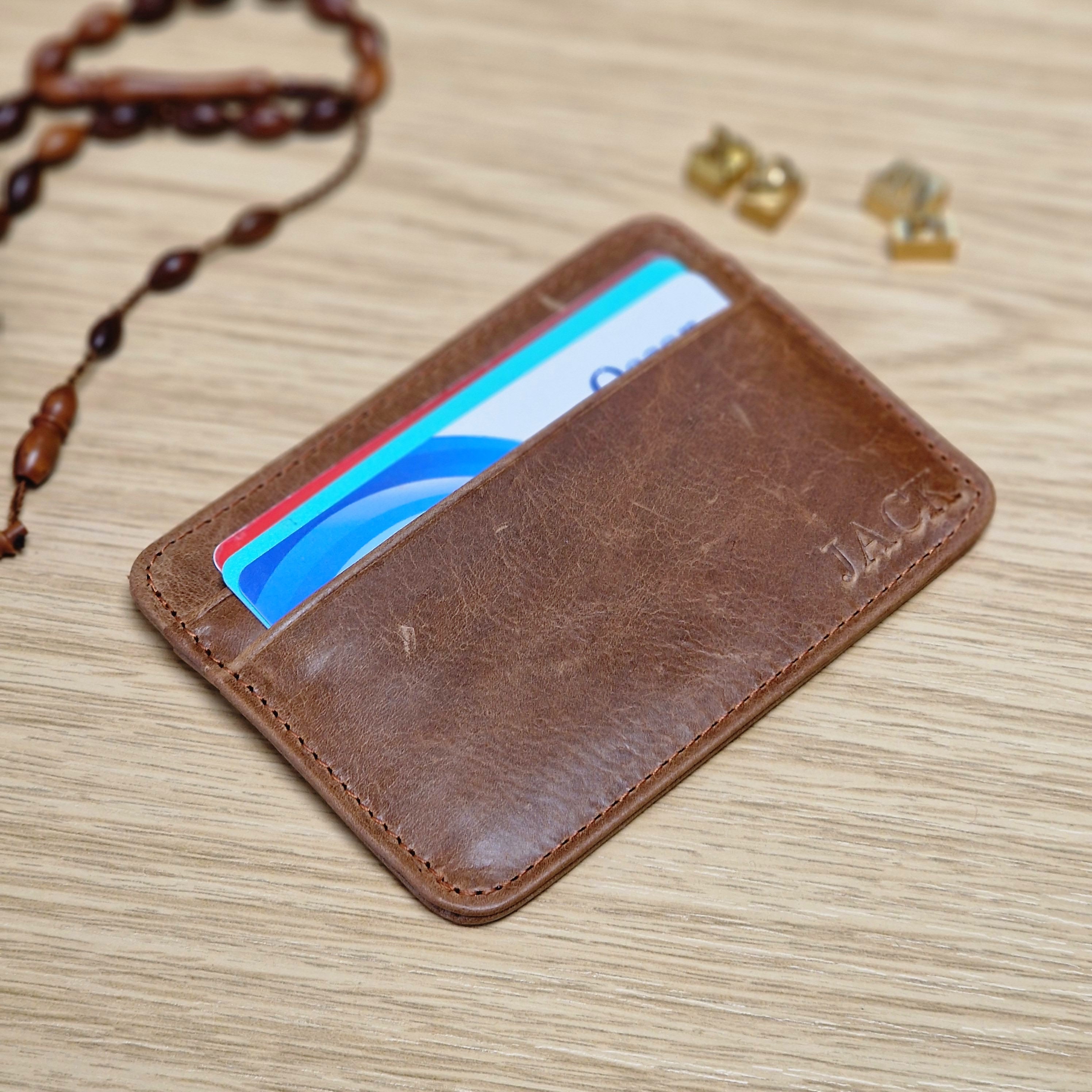 Leather Card Holder, for Men's Slim Card Holder, Personalised Card ...