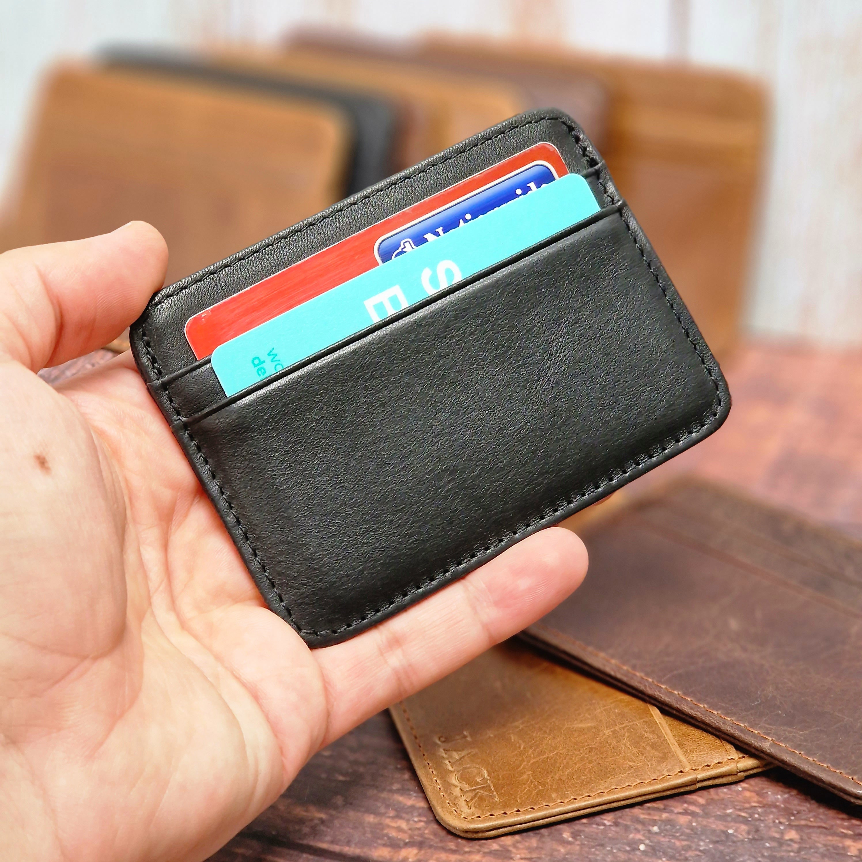 Leather Card Holder, for Men's Slim Card Holder, Personalised Card ...