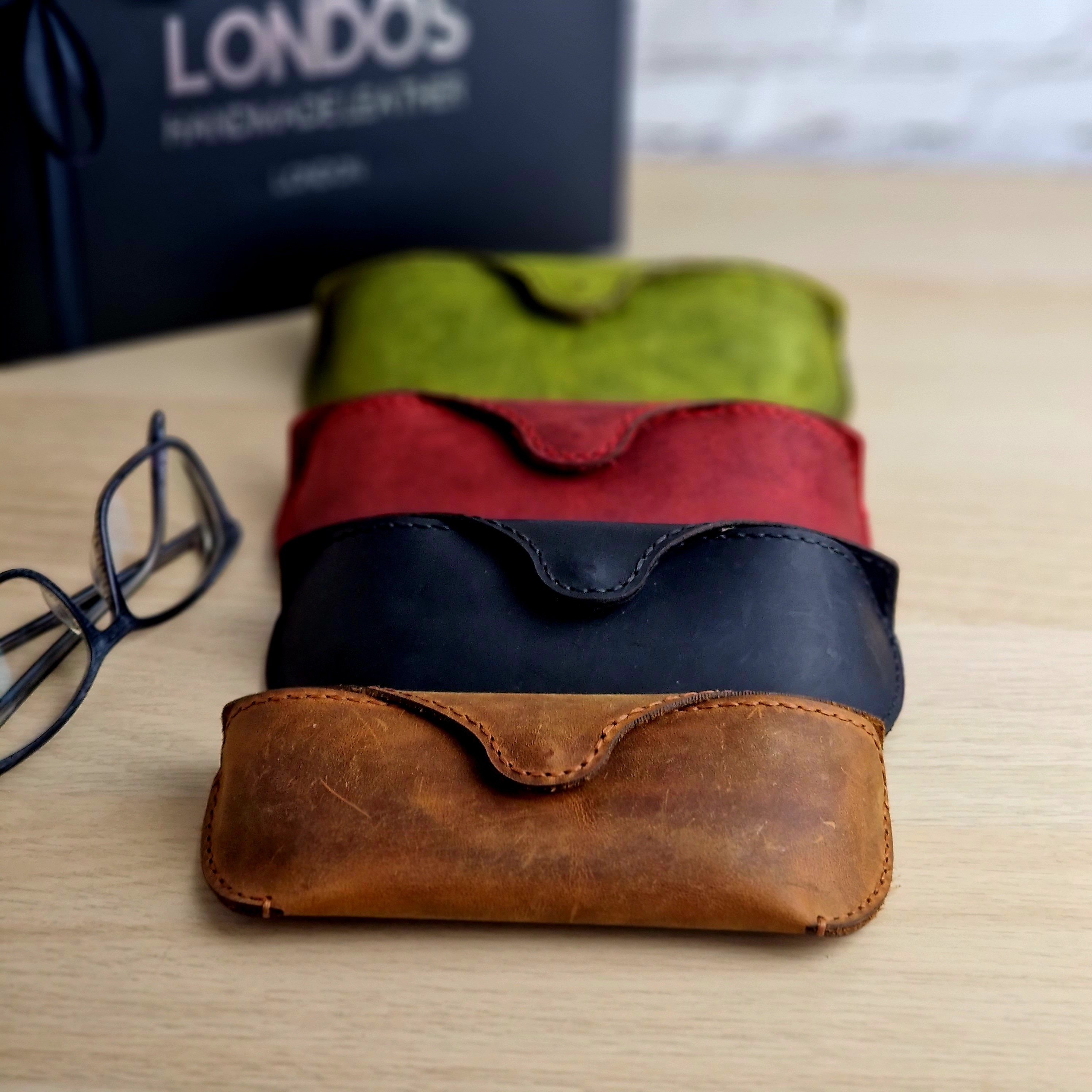 Soft Leather Glasses Case Real Genuine Burgundy Wine Dark Brown Black ...