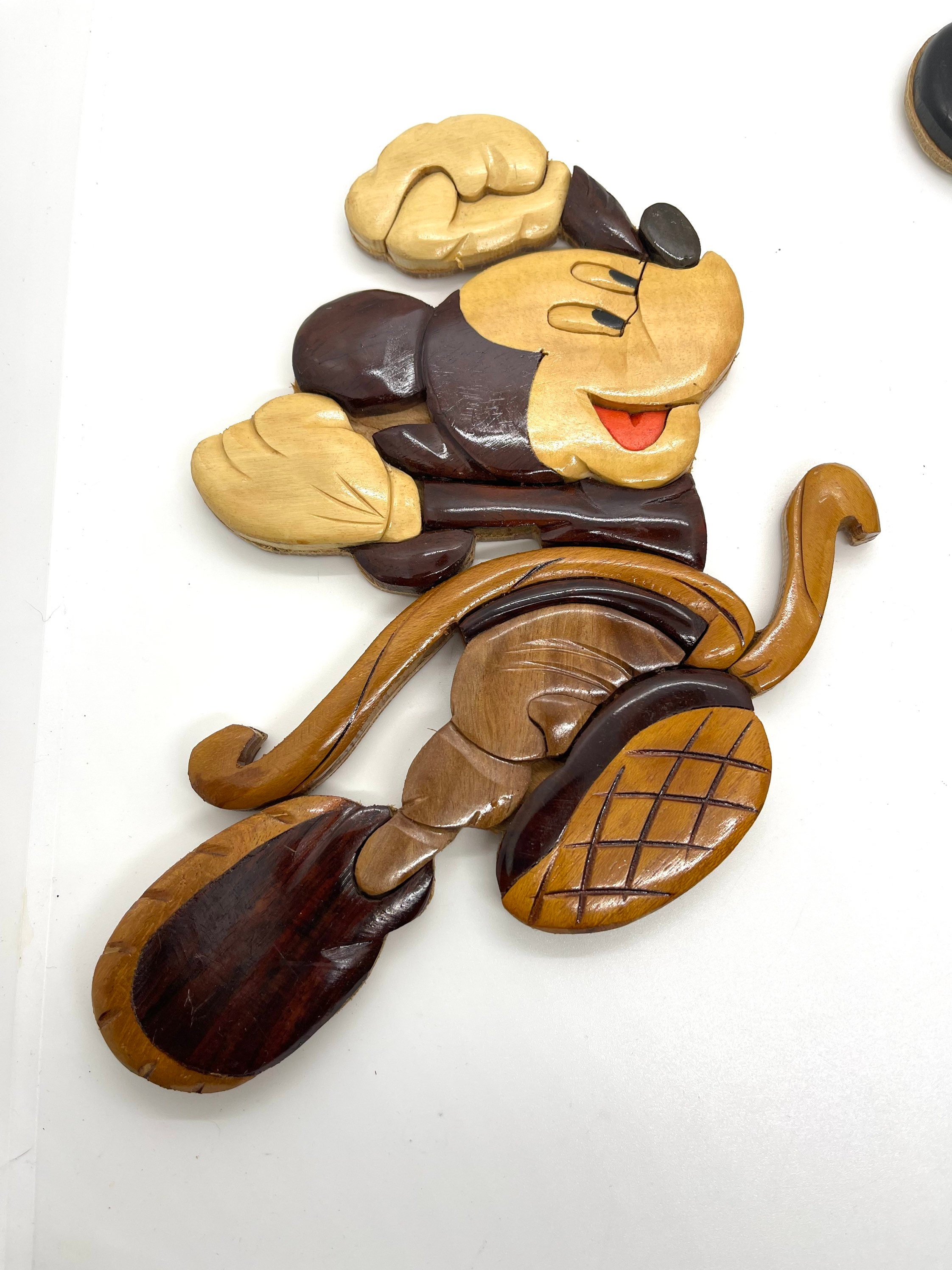Vintage Disney Mickey Mouse Intarsia Marquetry Wooden Wall - Etsy