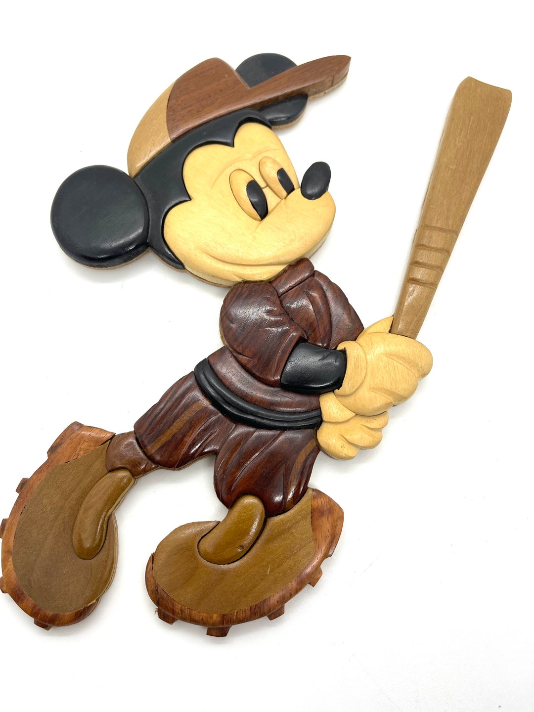 Vintage Disney Mickey Mouse Intarsia Marquetry Wooden Wall Hanging Set ...