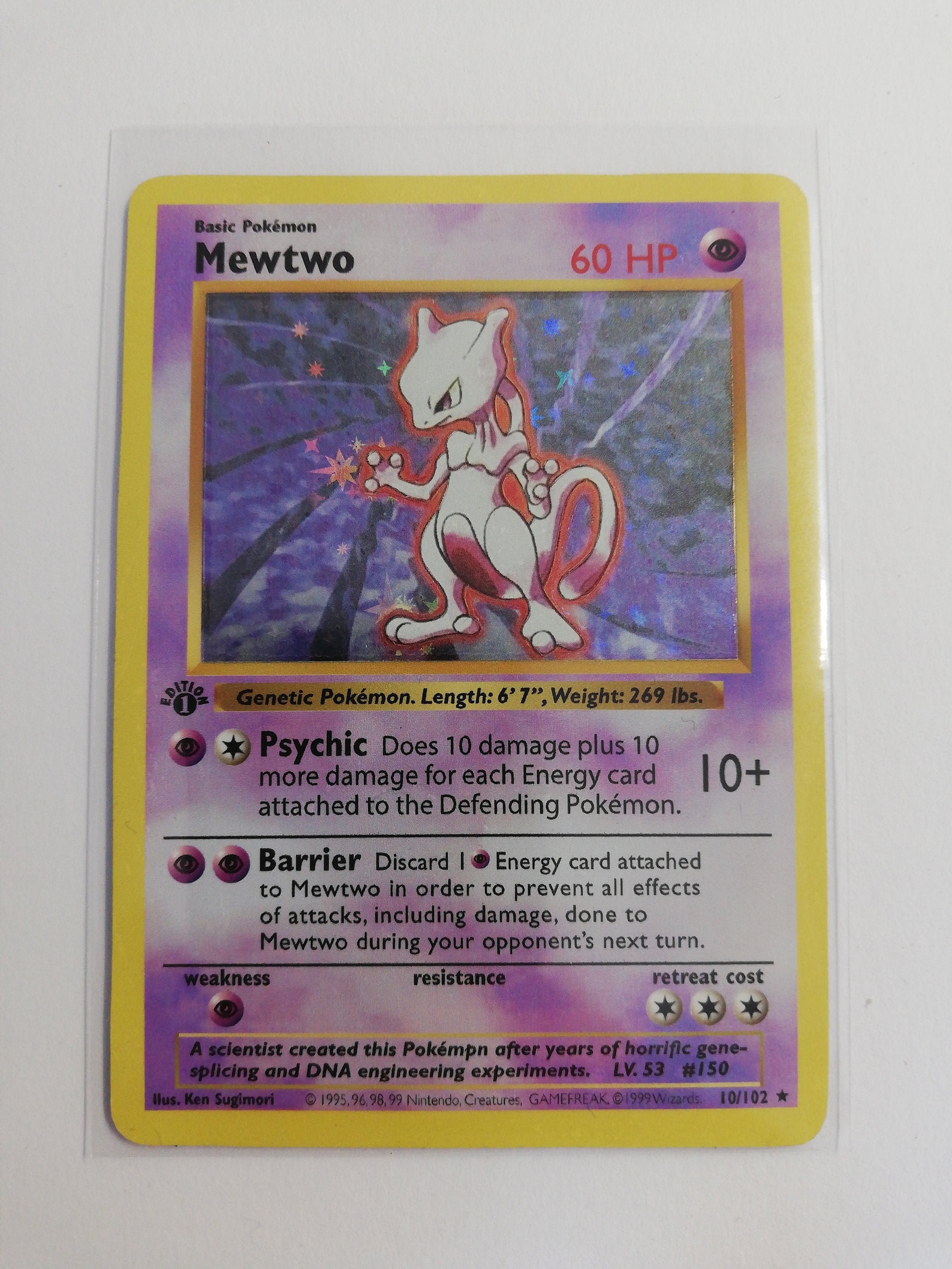 Holo Mewtwo 10/102 First Edition of Base Set proxy with real | Etsy