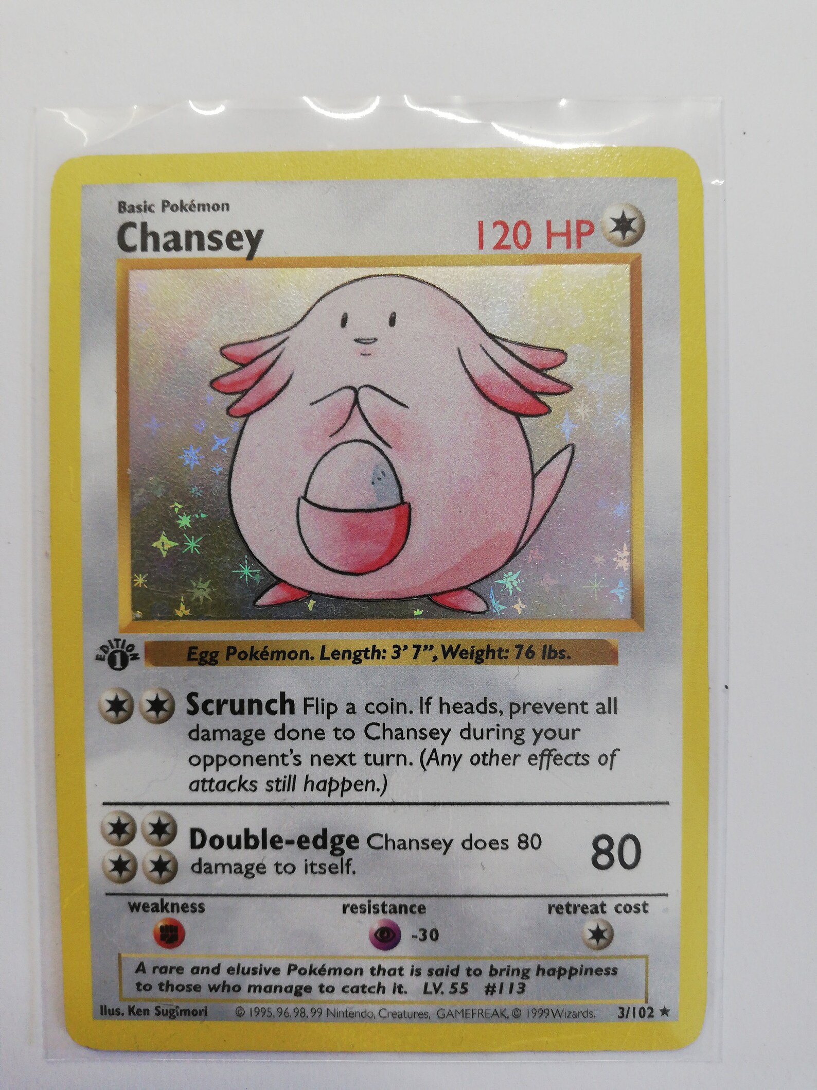 Holo Chansey 3/102 First Edition of Base Set proxy with real | Etsy