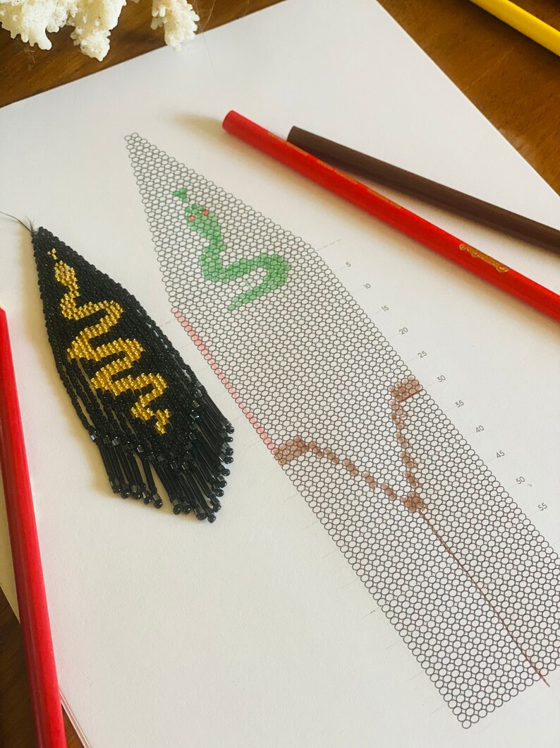 Double Brick Stitch Fringe Earring Graph Paper Template for Delica and ...