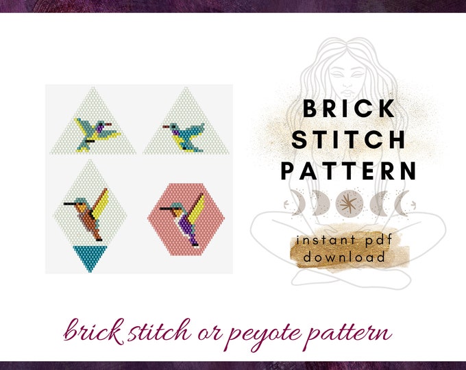 Colorful Hummingbird, Brick Stitch Patternor Peyote Stitch ...