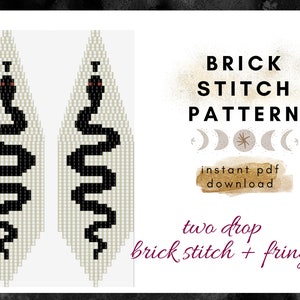 Brick Stitch Fringe Earring Pattern PDF Snake Serpent - Etsy