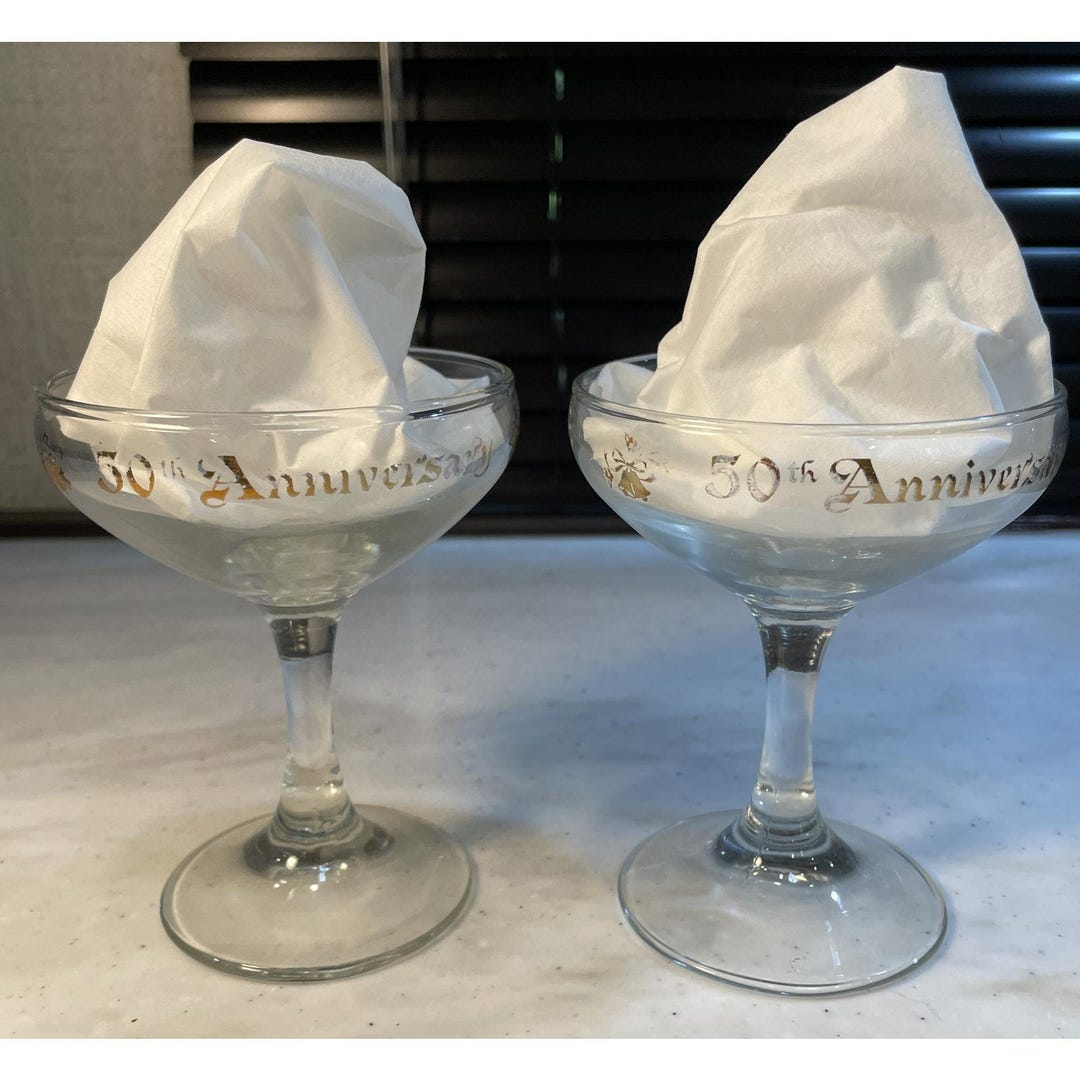 2 Vintage Gold 50th Anniversary Champagne Toasting Glasses - Etsy