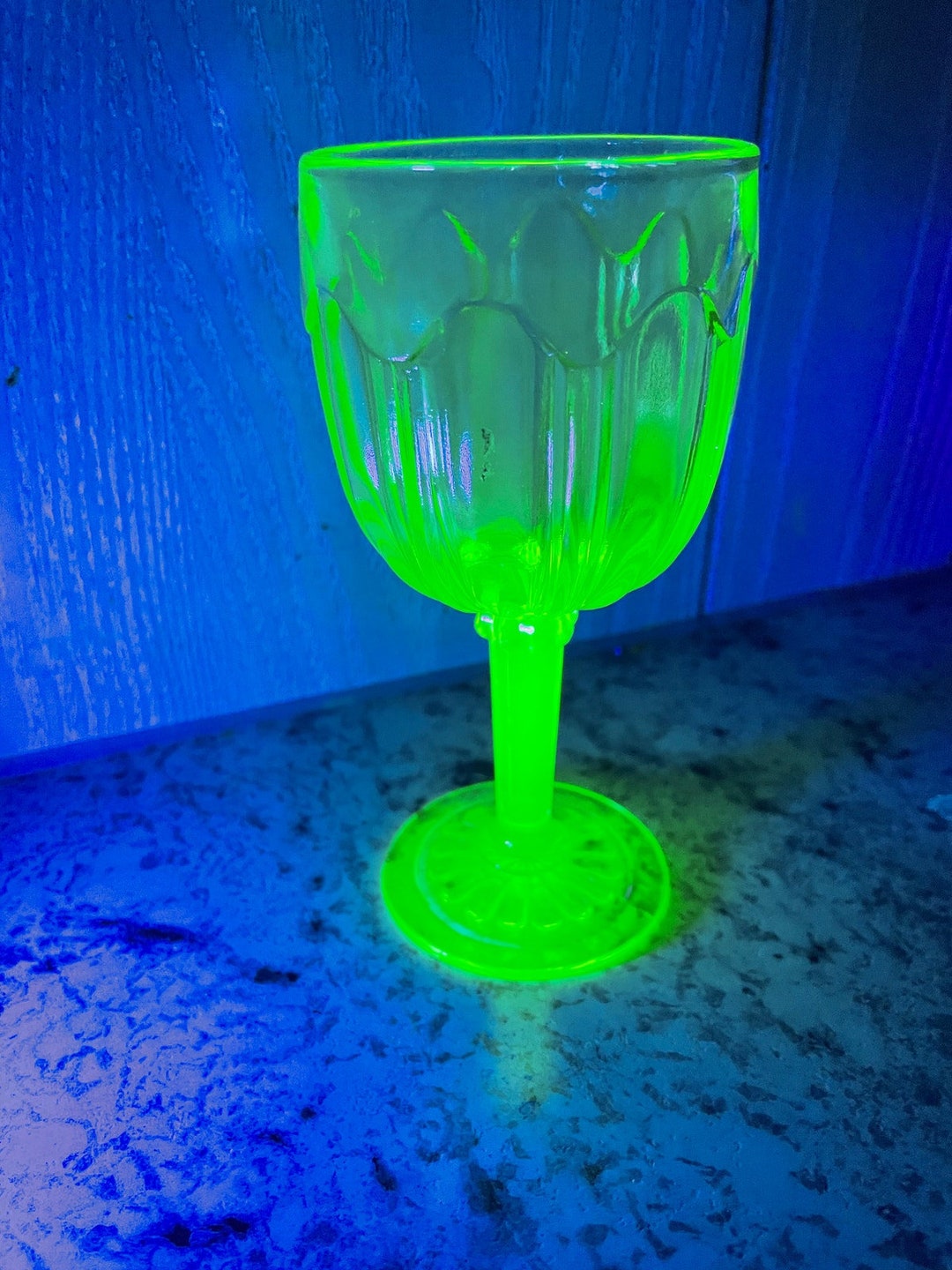 One Vintage Uranium Hocking Green Colonial Knife and Fork Goblet - Etsy