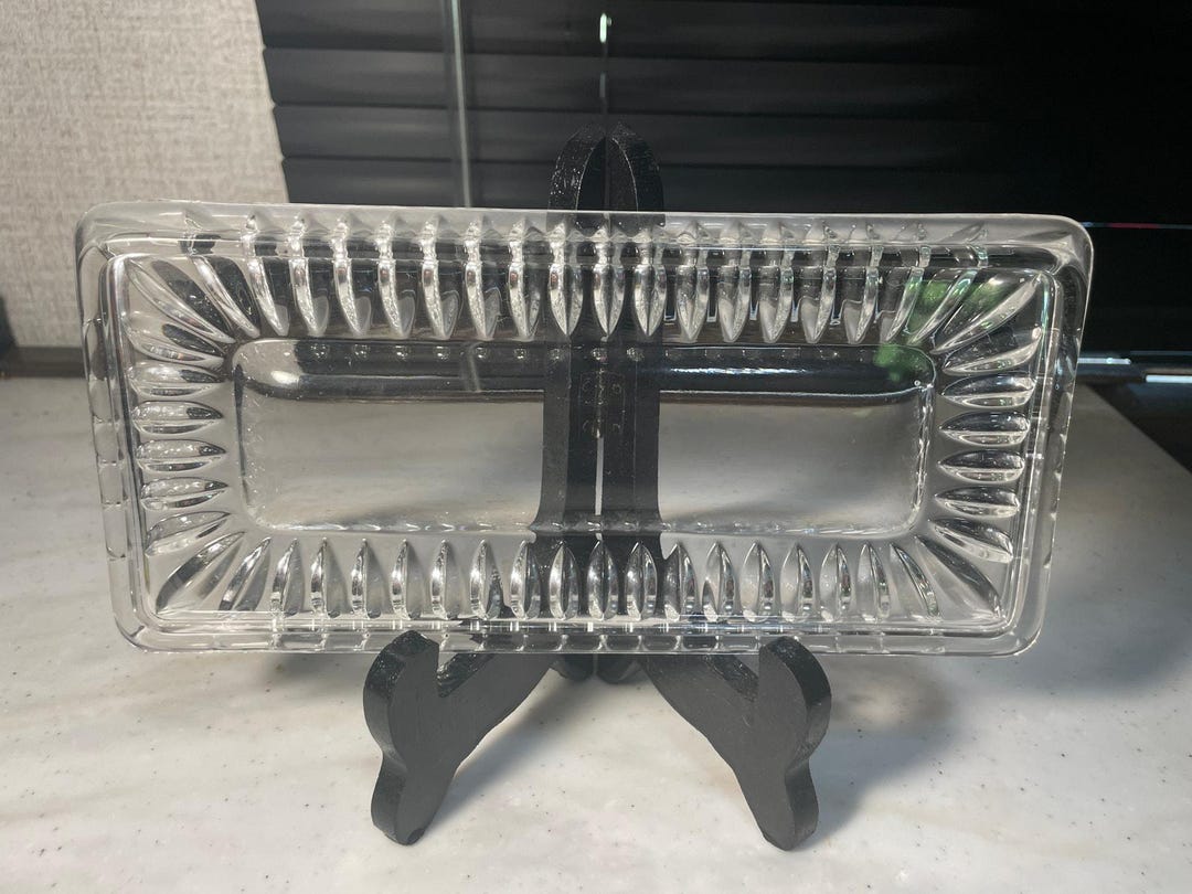 Vintage MCM Pressed Glass Rectangular Relish Tray Butter Dish Trinket ...