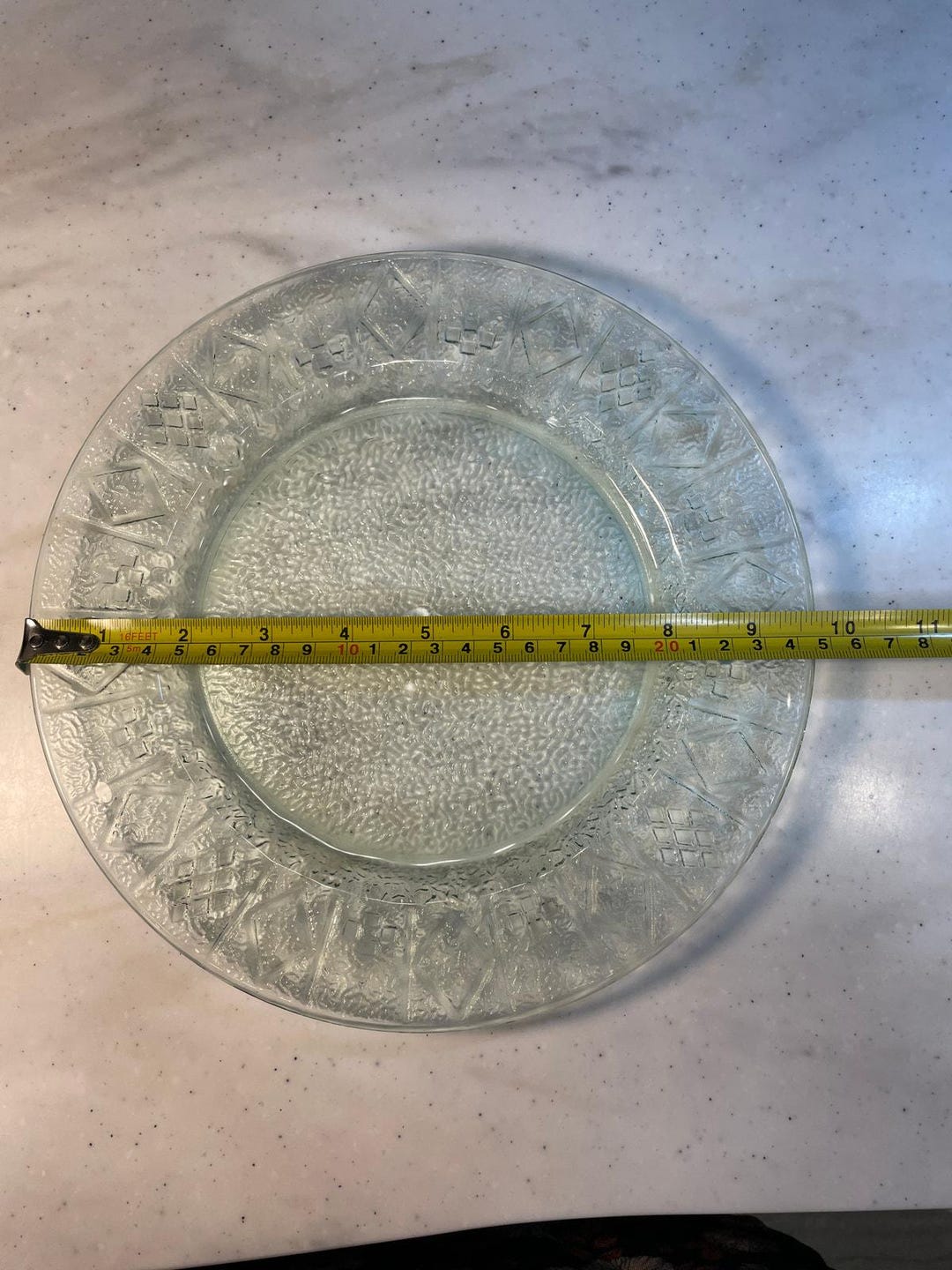 Vintage 4 Country Home Green Glass Dinner Plates Diamond Geometric ...