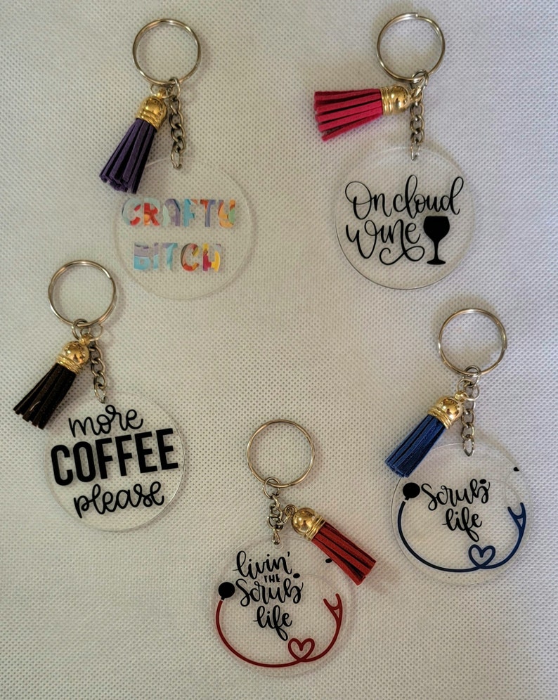 Cute Acrylic Keychains With Coordinating Tassle. - Etsy