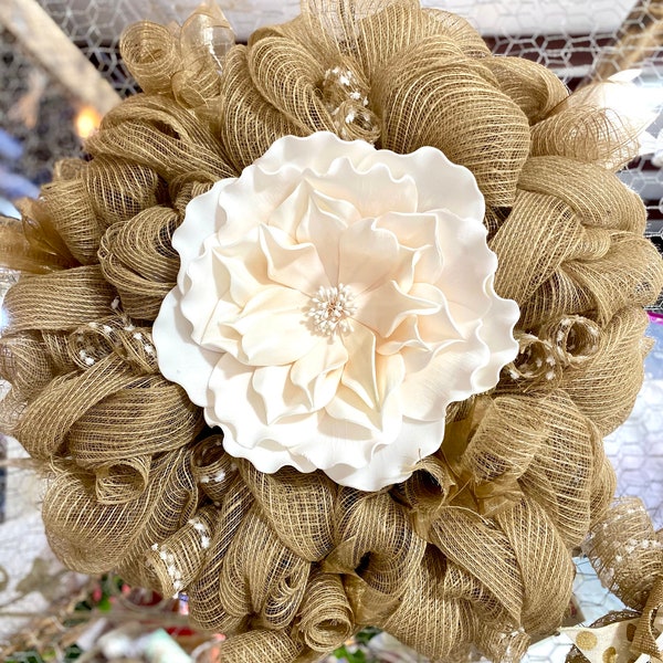 Burlap Flower - Etsy