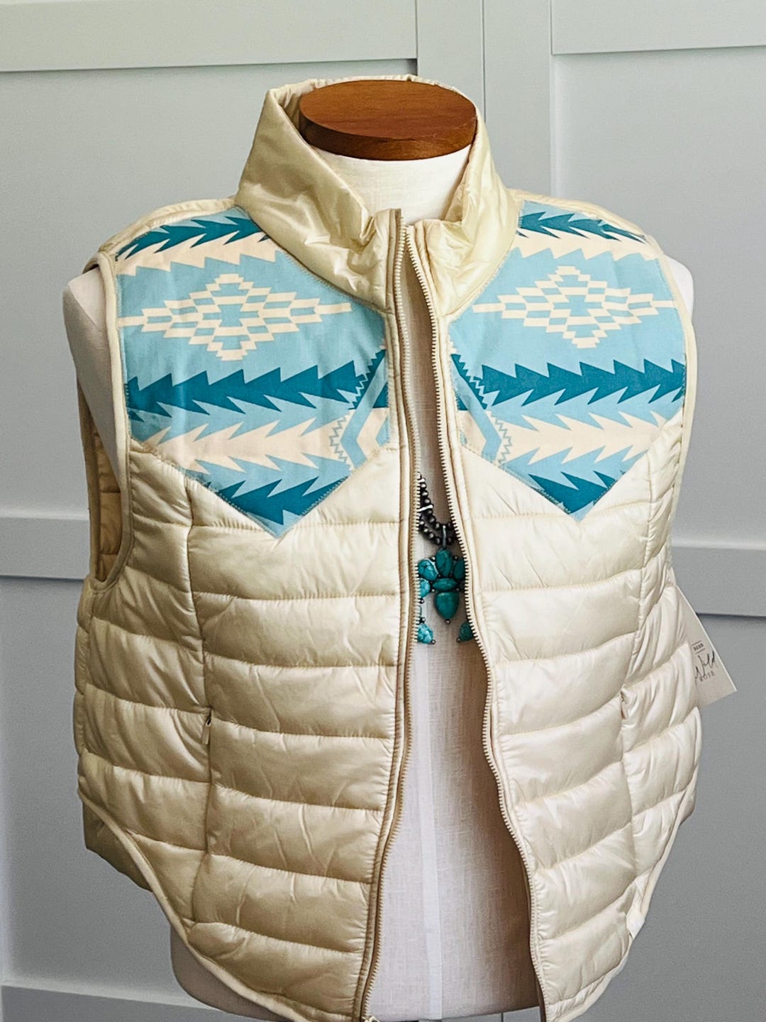 Southwestern Quilted Cream Aztec Vest - Etsy