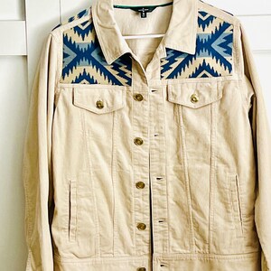 Western Cream Corduroy Southwestern Aztec Jean Jacket - Etsy