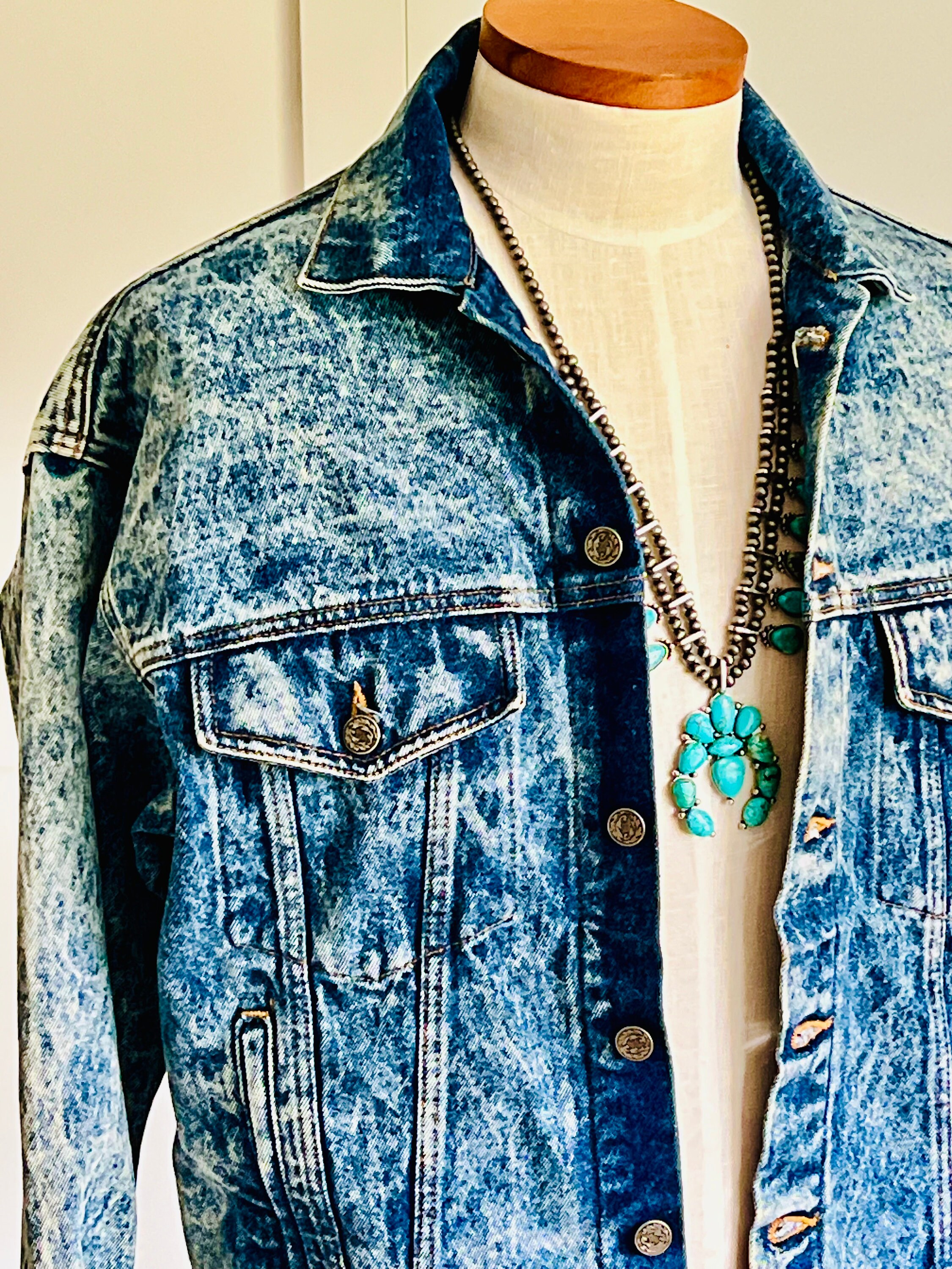 Vintage Acid Wash Southwestern Aztec Jean Jacket - Etsy