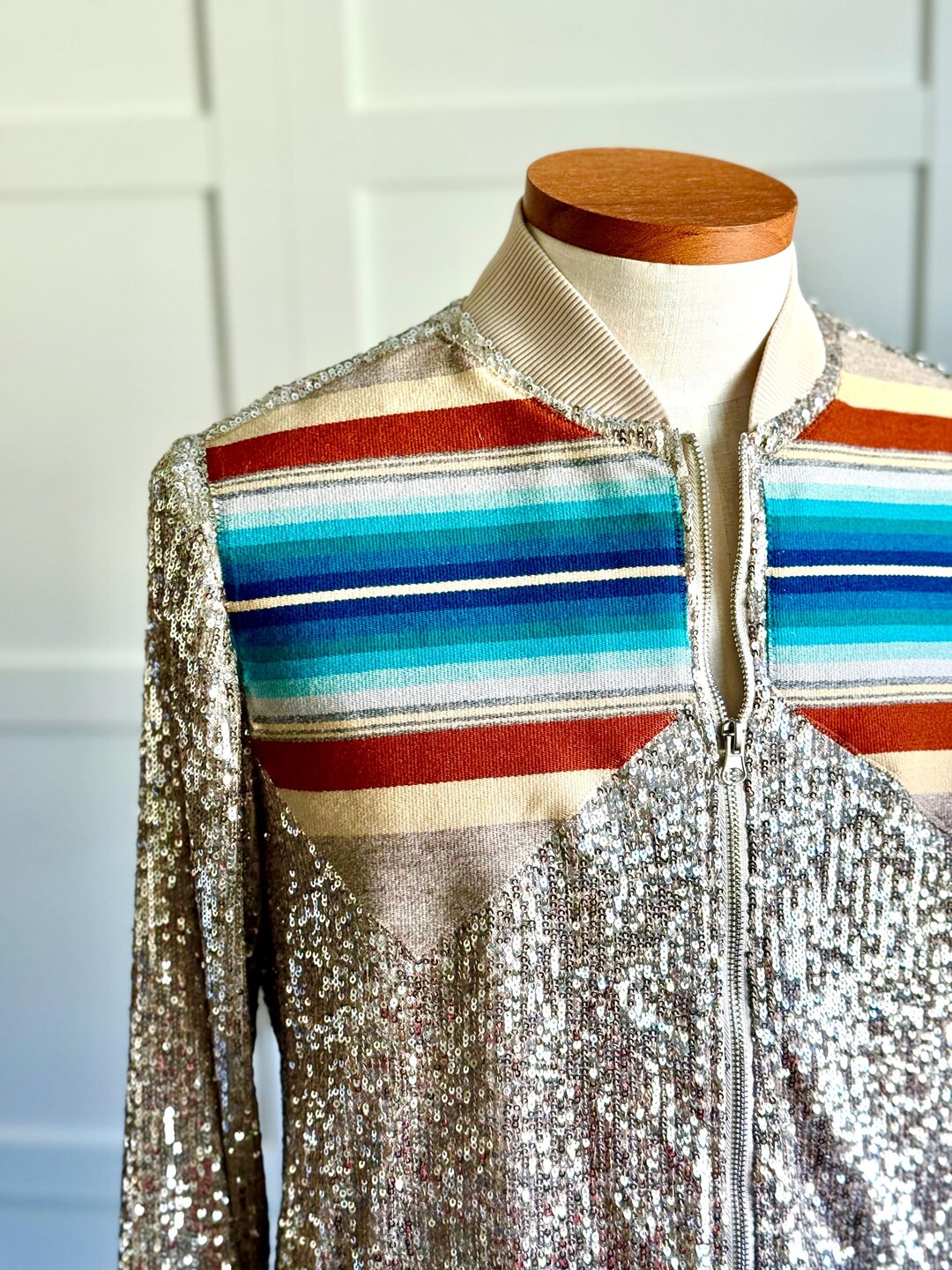 Champagne Sequin Southwestern Serape Bomber Jacket - Etsy