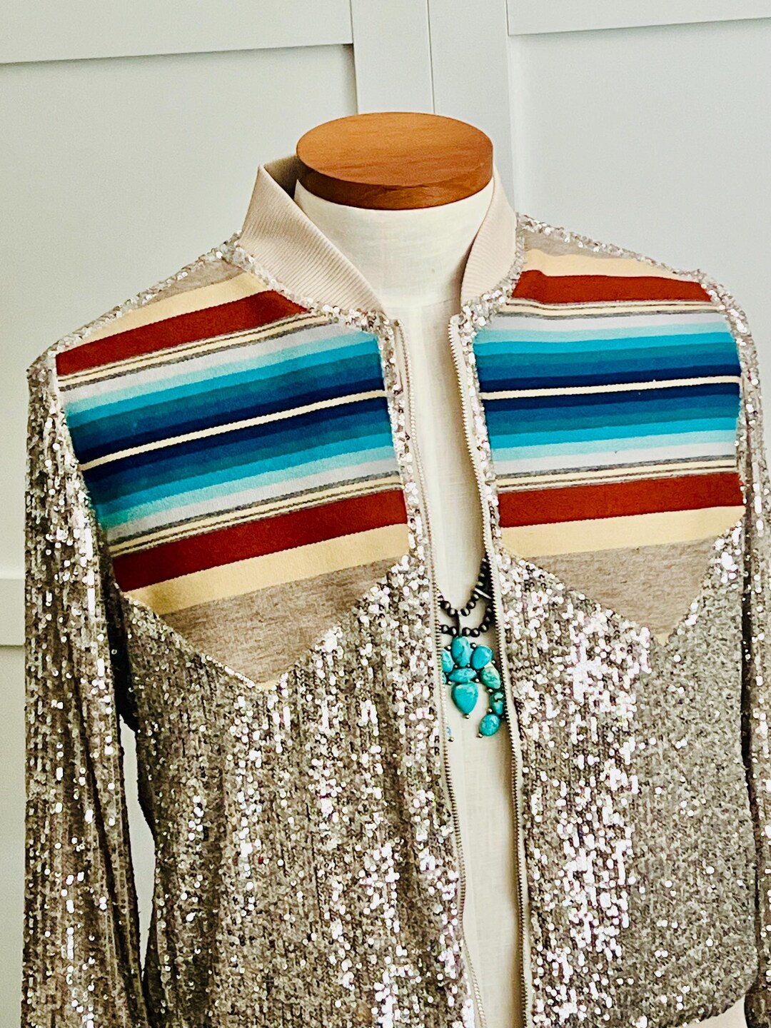 Sequin Western Serape Bomber Jacket - Etsy