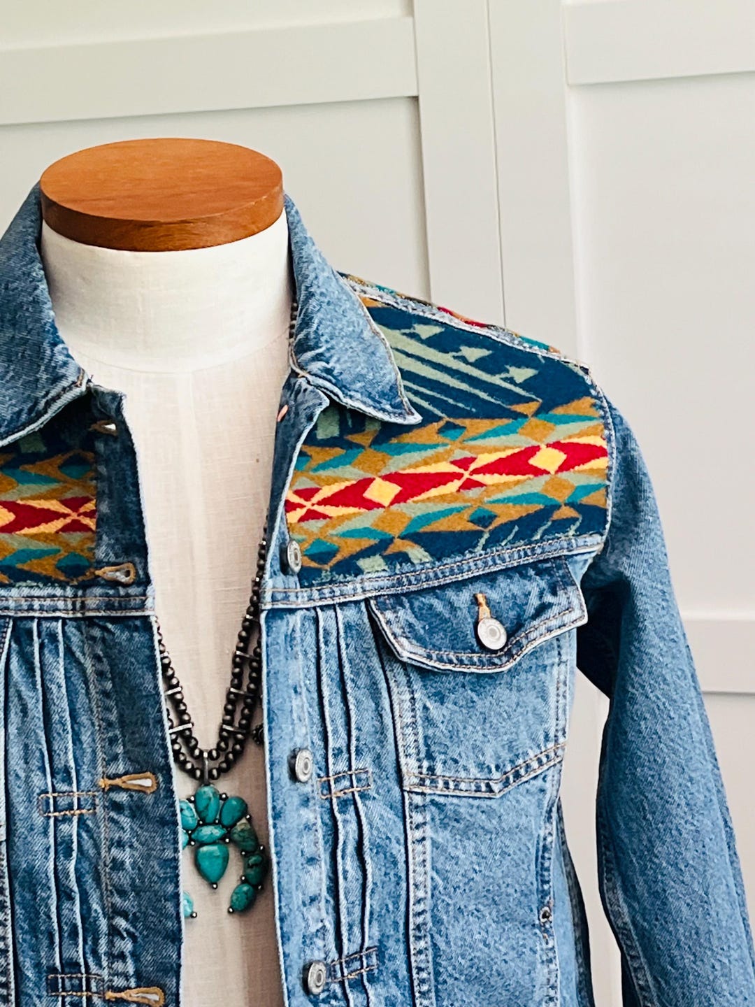 Vintage Style Southwestern Aztec Jean Jacket - Etsy